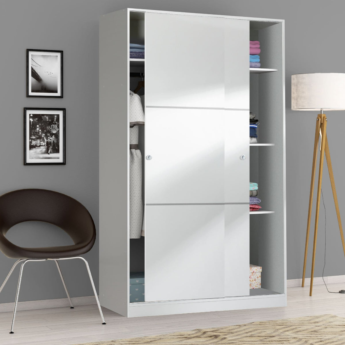 Lira Small Sliding Wardrobe in White – woodyu